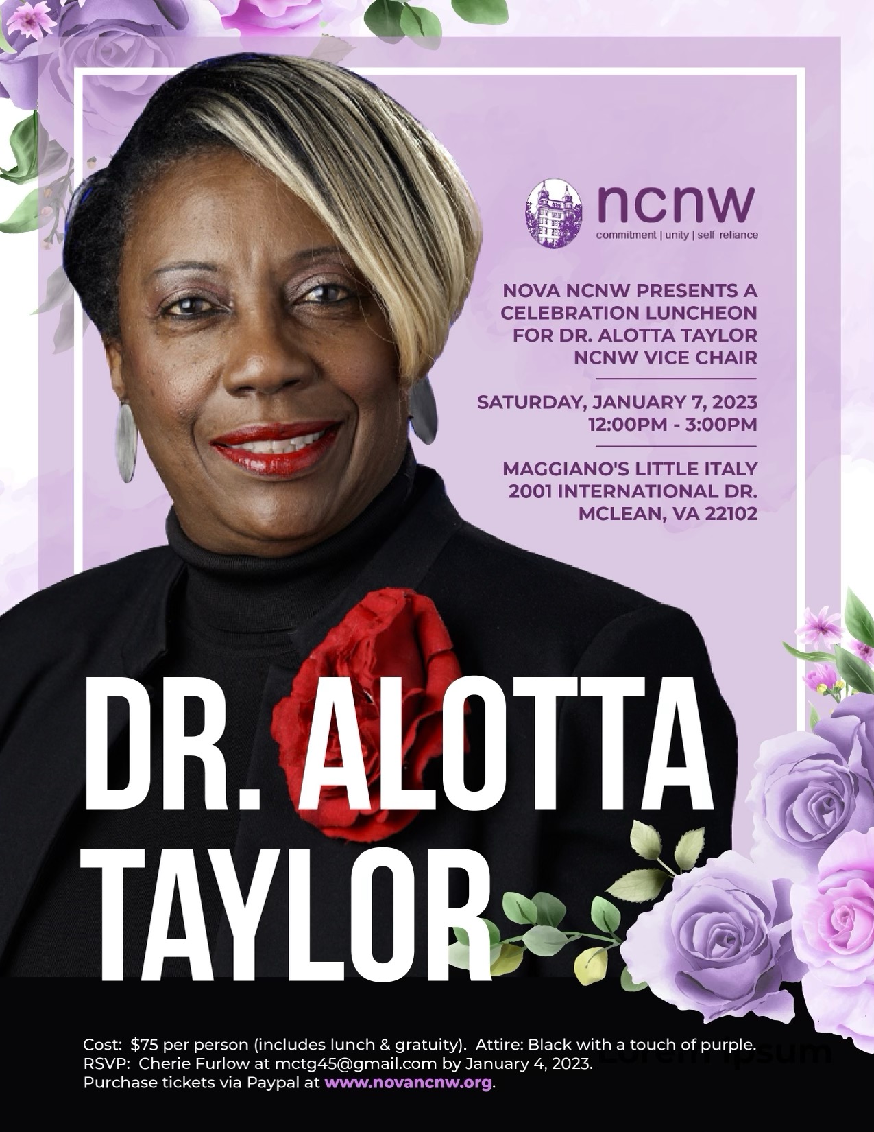 Celebration Luncheon for Dr. Alotta Taylor - Northern Virginia Section